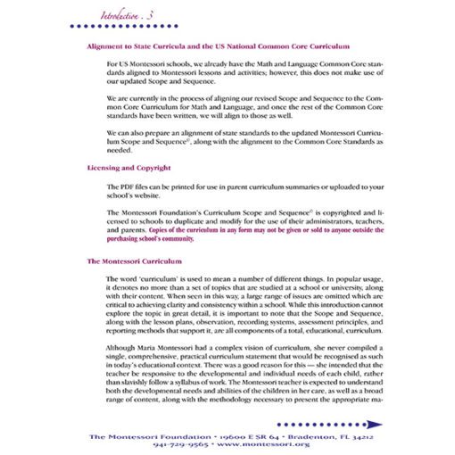 Montessori Curriculum Scope & Sequence | Montessori Foundation | MFA | IMC Montessori Curriculum Scope & Sequence | Montessori Foundation | MFA | IMC
