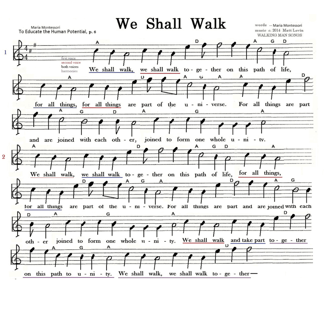 Song for at Home or at School: We Shall Walk | Montessori Foundation ...